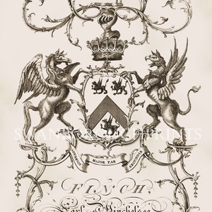 Heraldry Crest Finch Earl of Winchelsea Family Coat of Arms, Antique ...