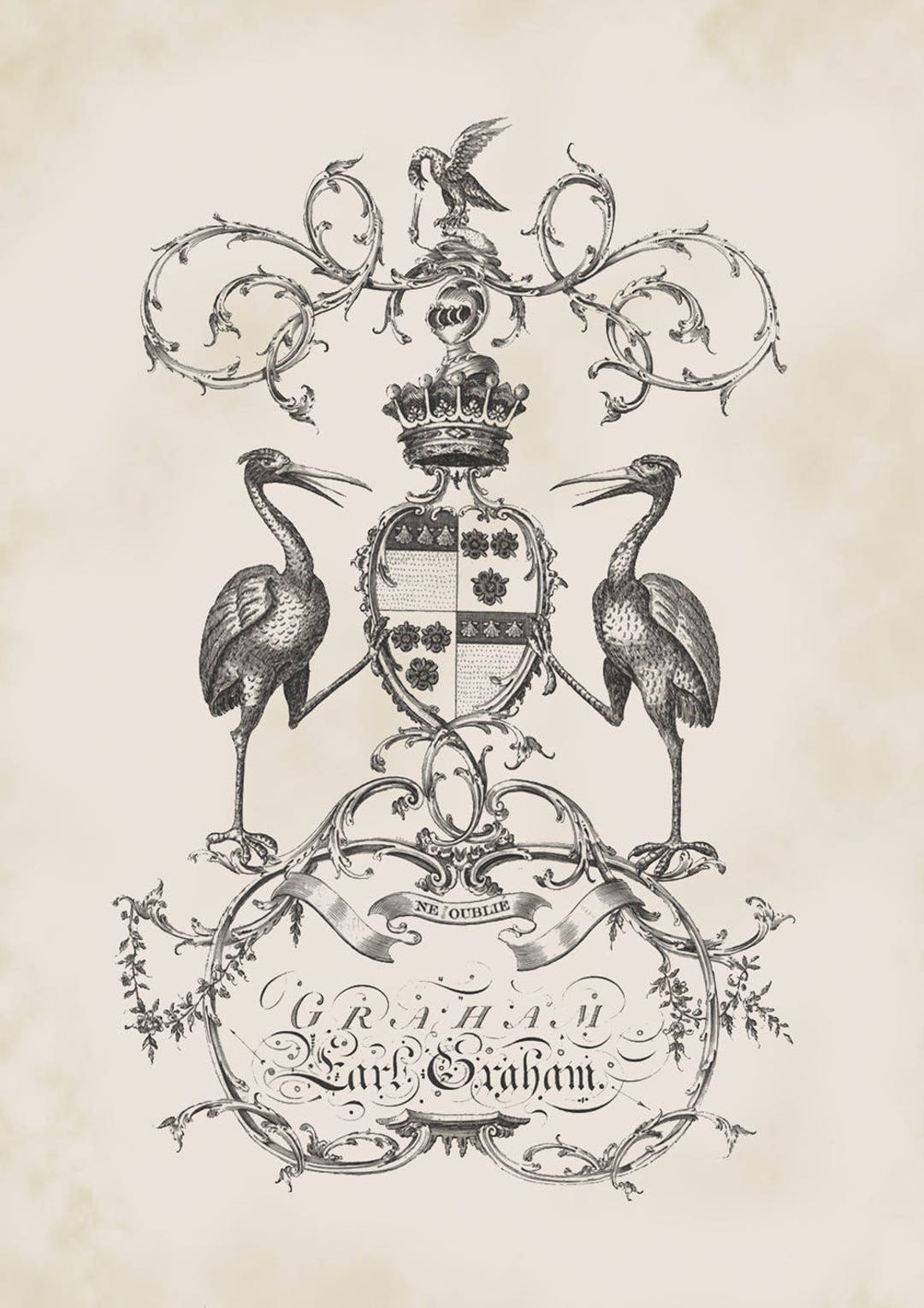 Coat of Arms Print. Heraldry Graham Family Print. Scottish Clan Graham ...