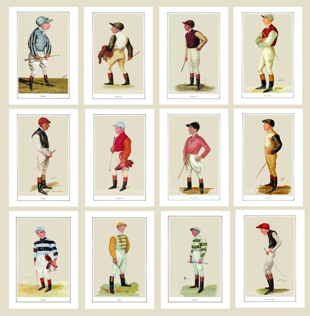 Jockey Prints Twelve Sporting Prints of Famous Jockeys, Horse Racing ...