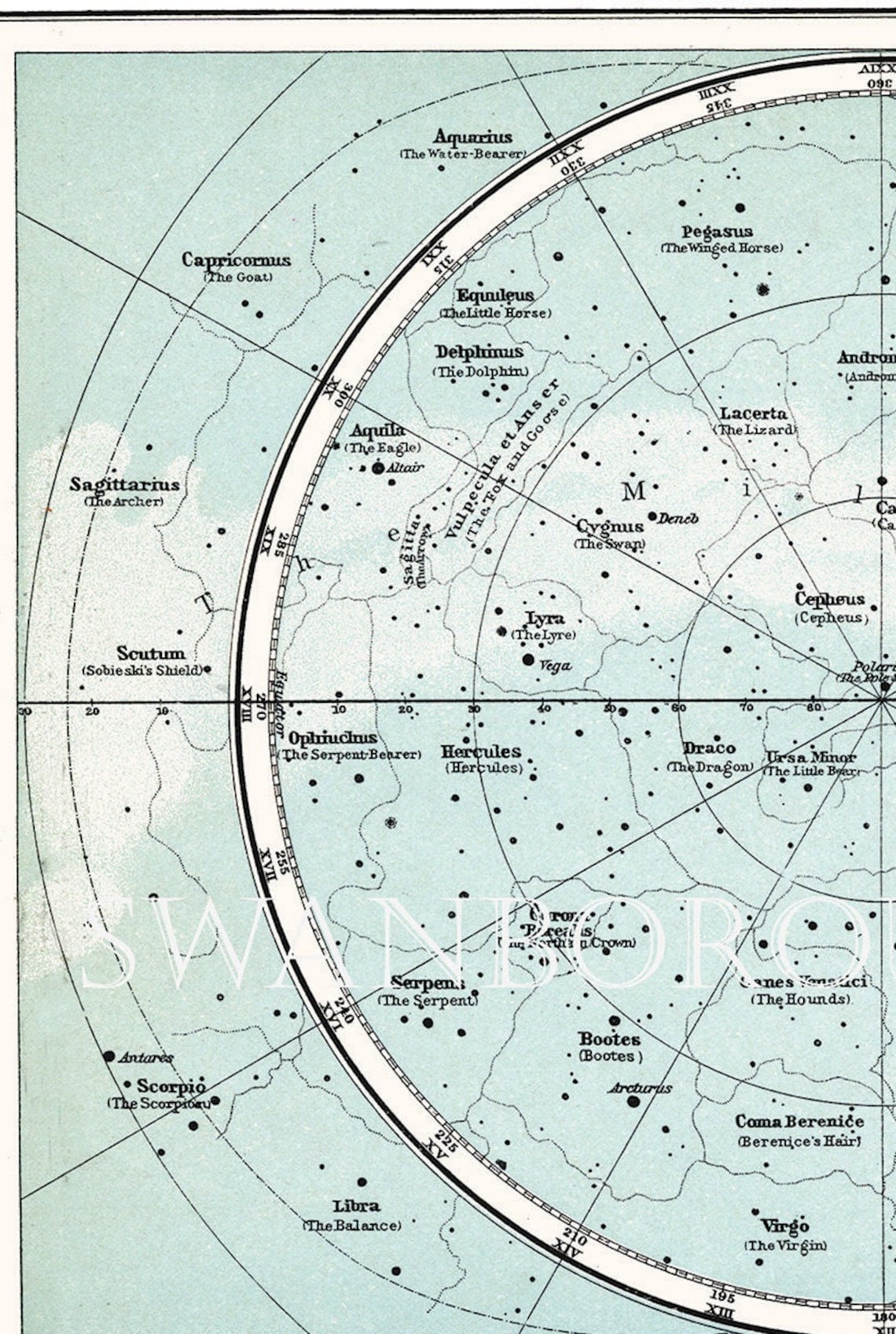 Northern Hemisphere Constellations Map, Astronomy Print Taken From an ...