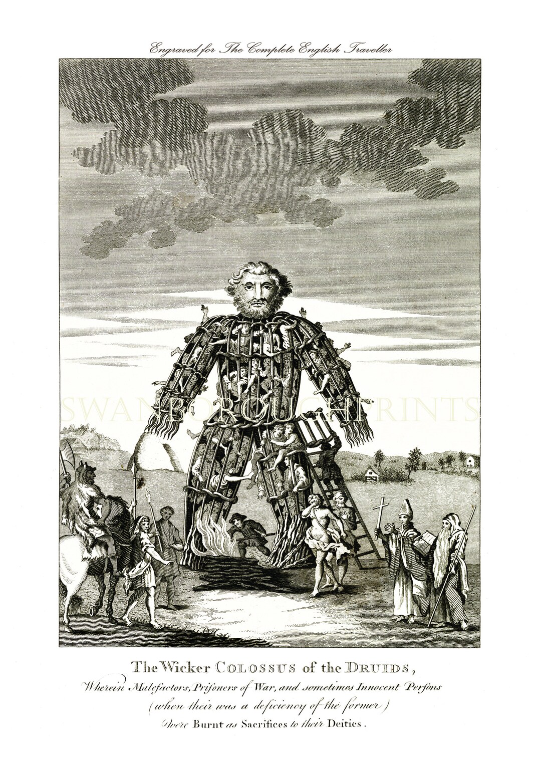The Wicker Man Celtic Druid Print, Midsummer Solstice Stonehenge Home ...