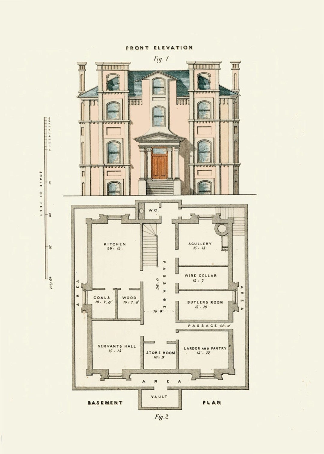 Architectural House Plans Wall Art Print. Architecture Builders Plans ...