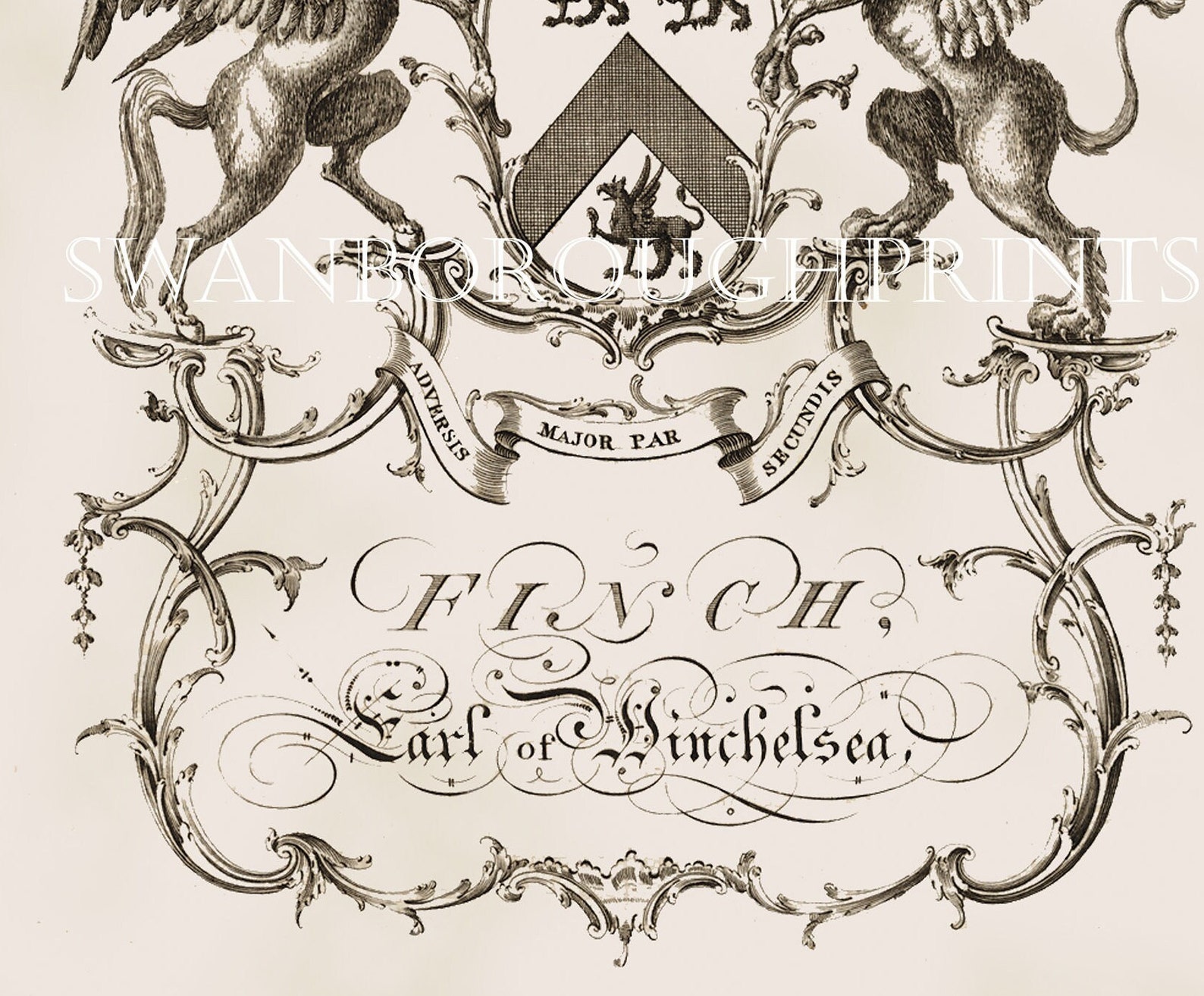 Heraldry Crest Finch Earl of Winchelsea Family Coat of Arms, Antique ...