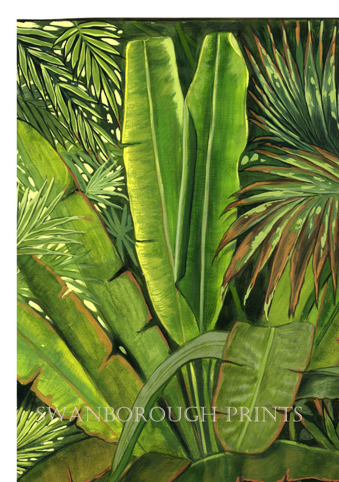 Jungle Palm Trees Print. Jungle Plants. Deep Green Home Décor. Original ...
