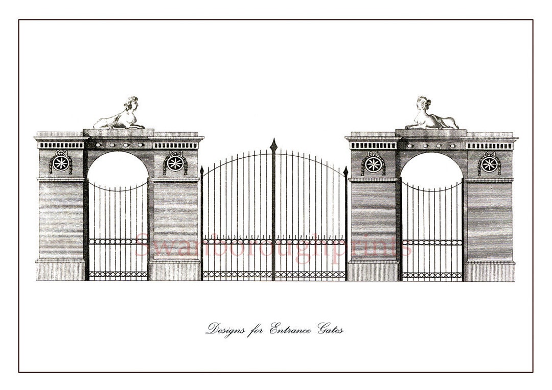 Architecture Art Print. Entrance Gates Wall Art. Architectural Design ...