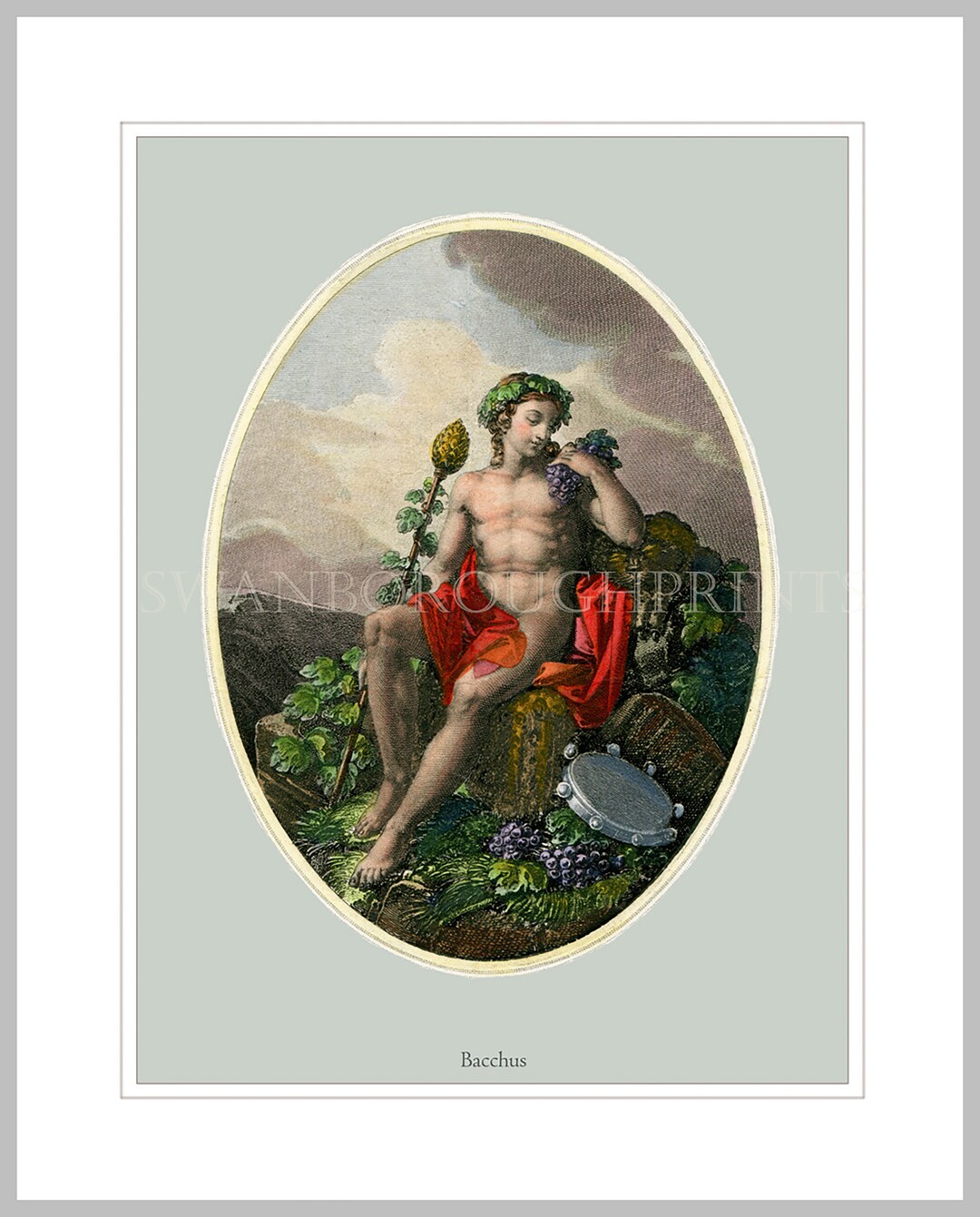 Bacchus God of Wine Wall Art Print. Roman God Bacchus Art. Retirement ...