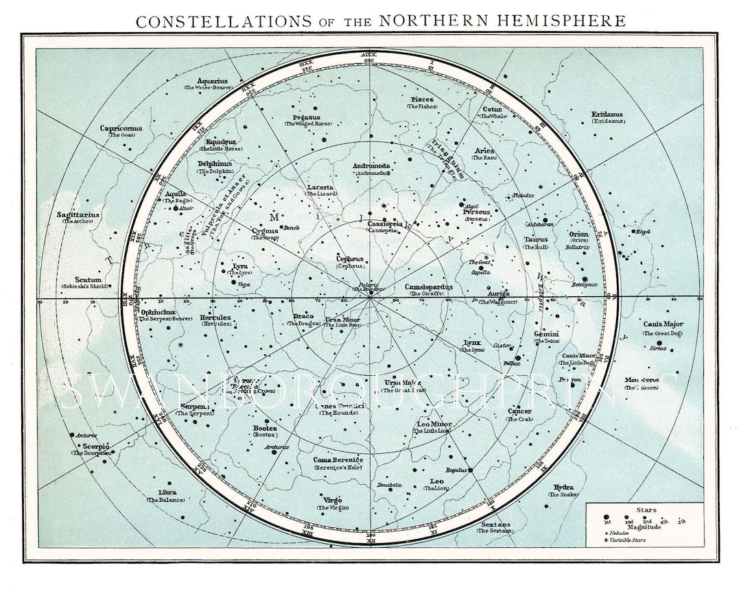 Northern Hemisphere Constellations Map, Astronomy Print - Etsy