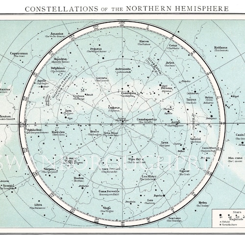 Northern Hemisphere Constellations Map Astronomy Print Taken - Etsy