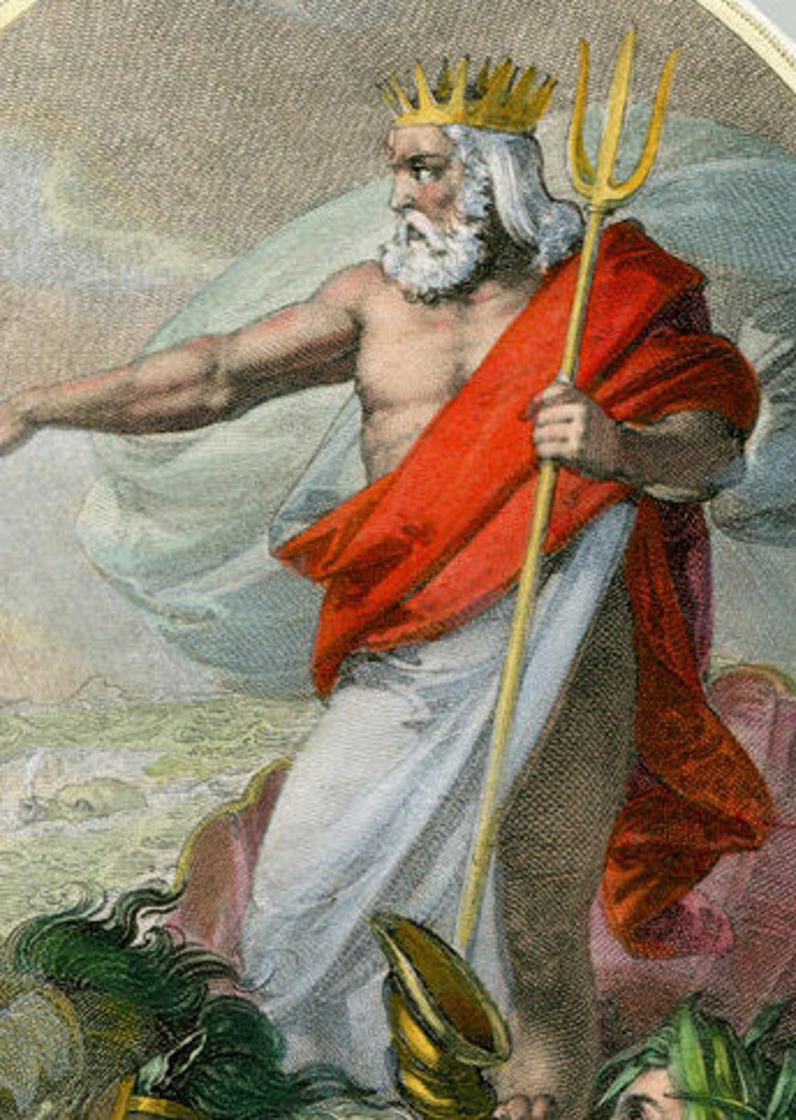 Roman God Neptune Coastal Home Print. Roman God of all Seas | Etsy
