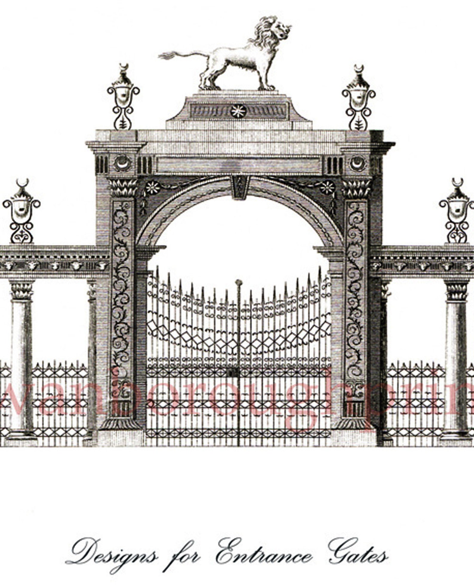 Stately Homes Entrance Gates Print. Wrought Iron Gates | Etsy UK