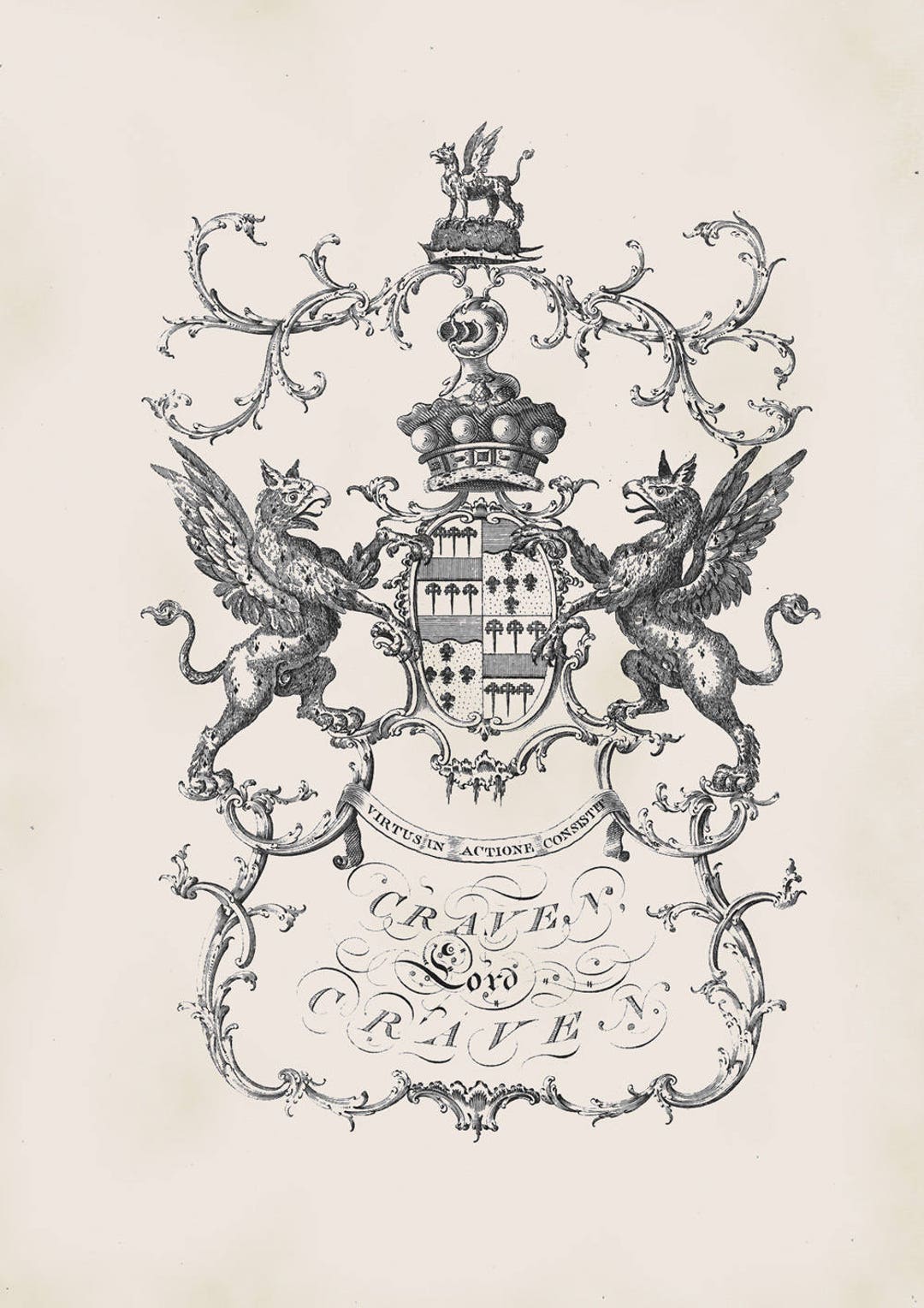 Heraldry Crest Craven Family. Craven Family Tree. Special Birthday Gift ...