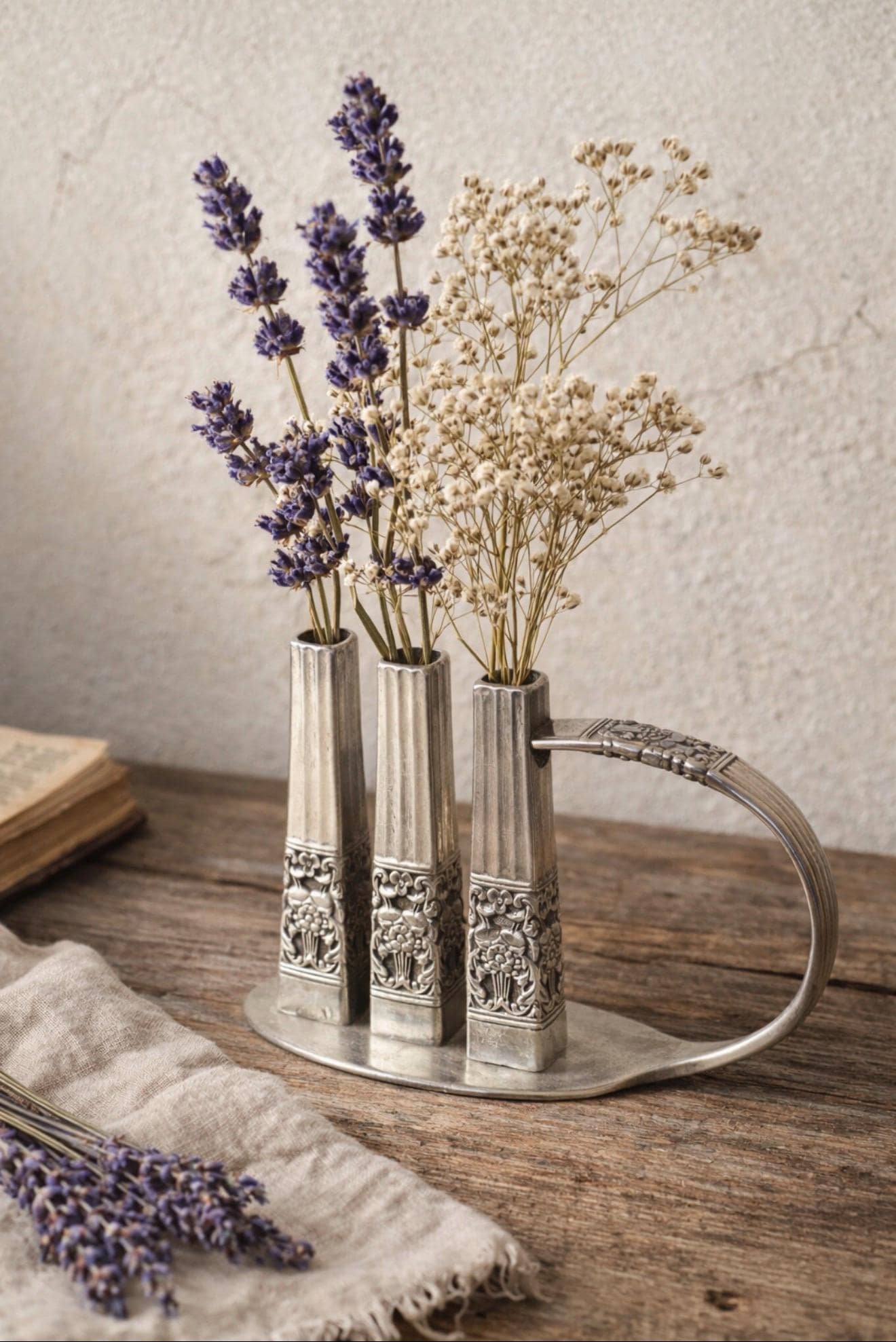 Signed Spoon Art Flower Vase- Upcycled Silverplate Bud Vase- Don Ball ...
