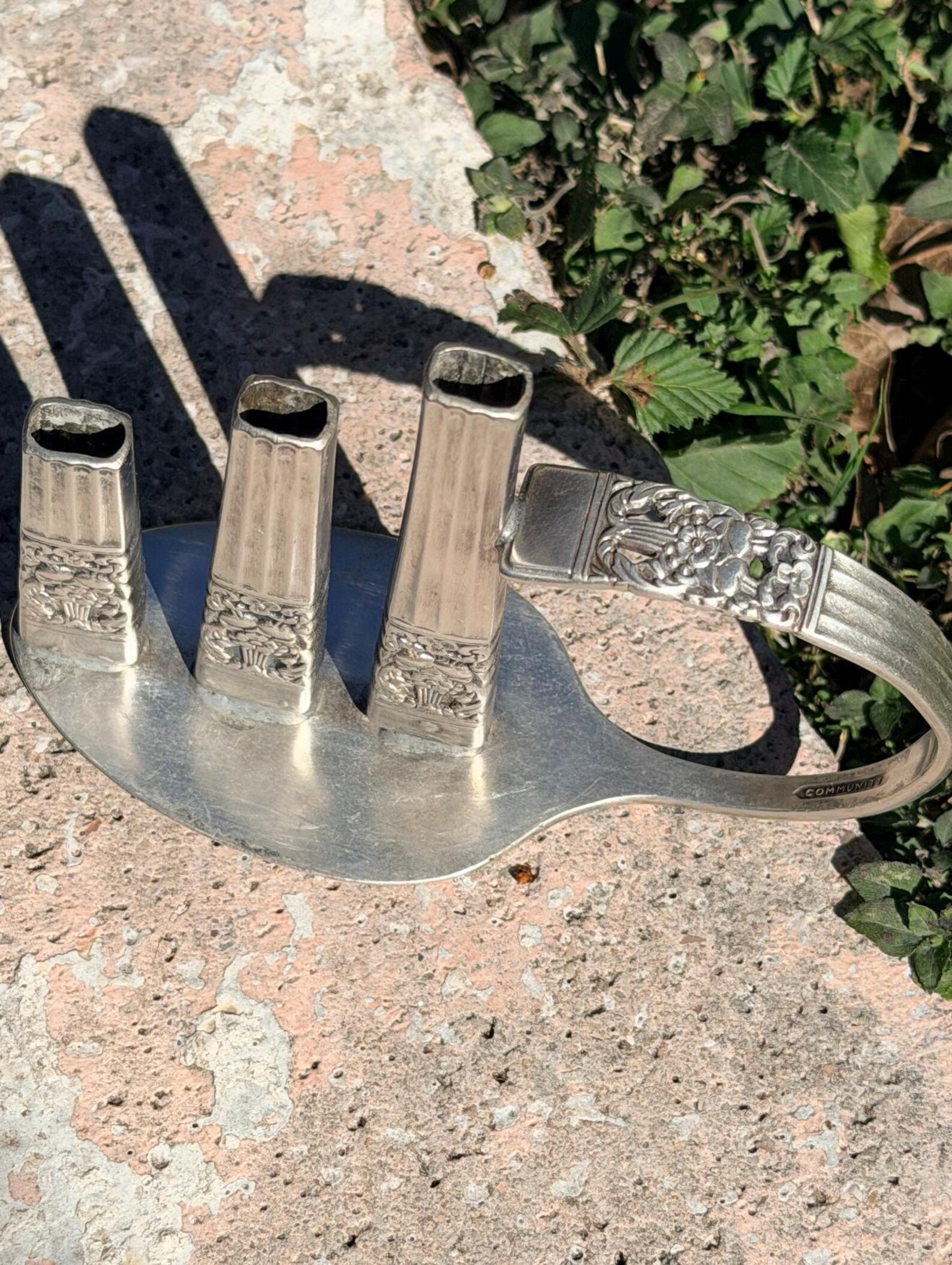 Signed Spoon Art Flower Vase- Upcycled Silverplate Bud Vase- Don Ball ...