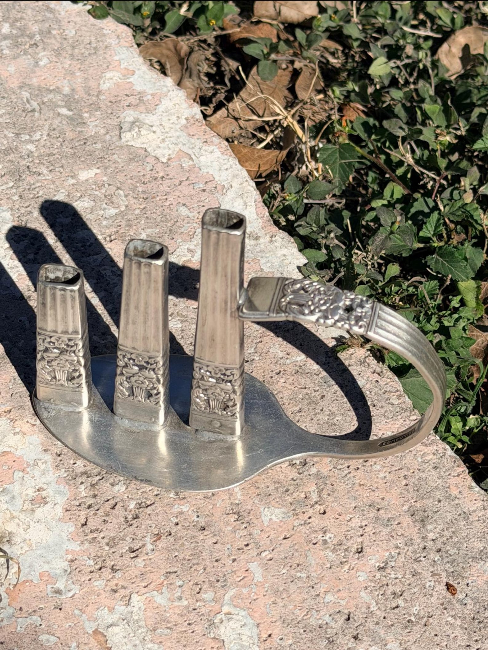 Signed Spoon Art Flower Vase- Upcycled Silverplate Bud Vase- Don Ball ...