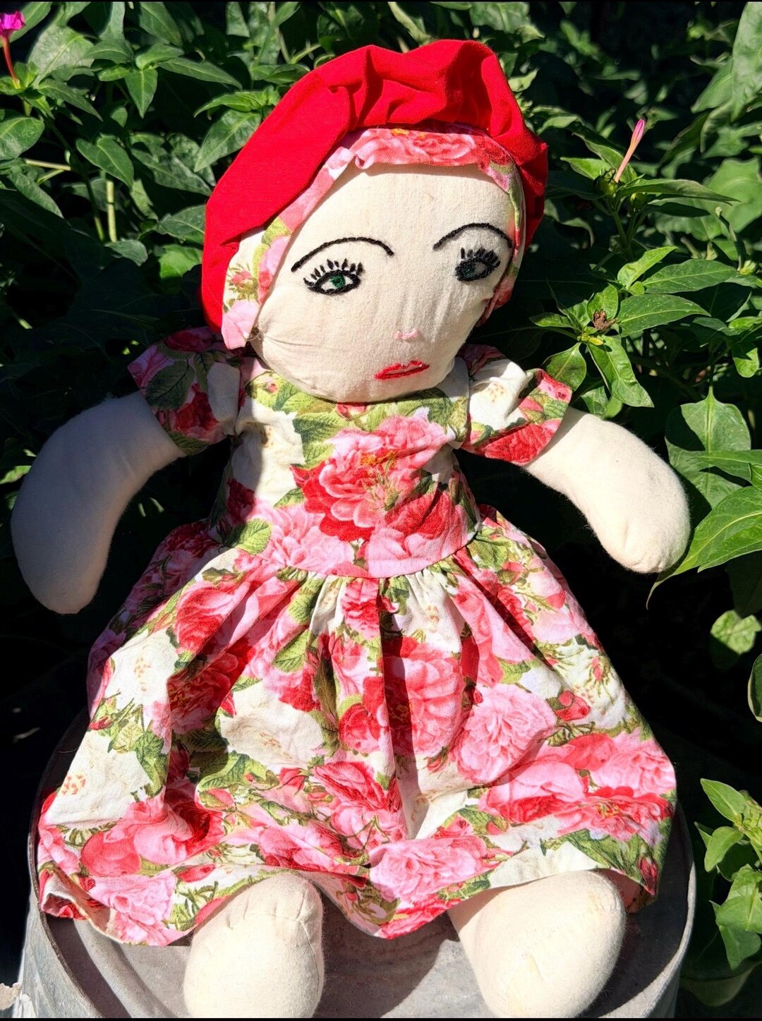 Handmade Folk Art Rag Doll – Floral Cotton Dress, Heirloom Quality - Etsy