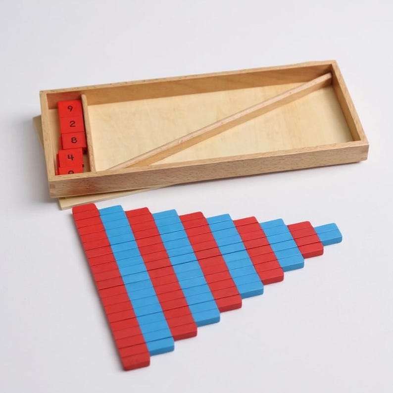 Montessori Red & Blue Number Rods With Wooden Box - Etsy