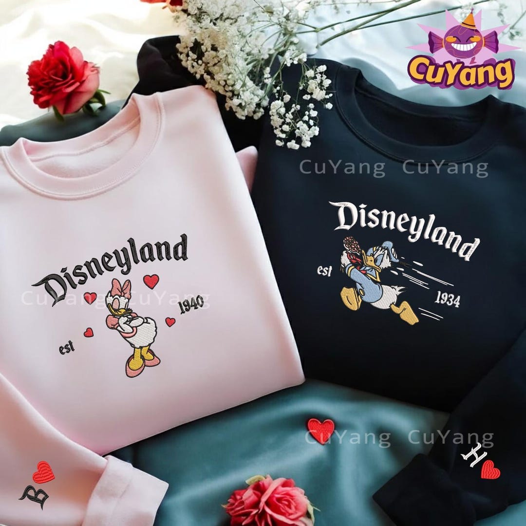 Daisy Duck & Donald Duck Inspired Embroidered Sweatshirt, Valentine ...
