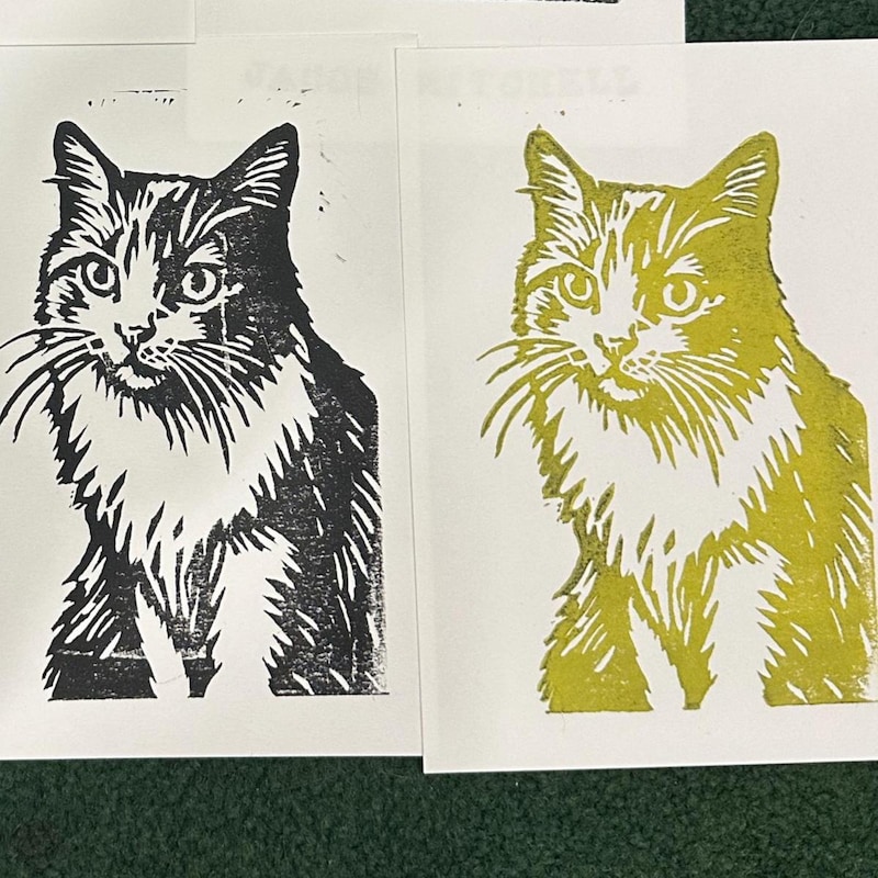 Lino Cut Rubber Stamp - Etsy