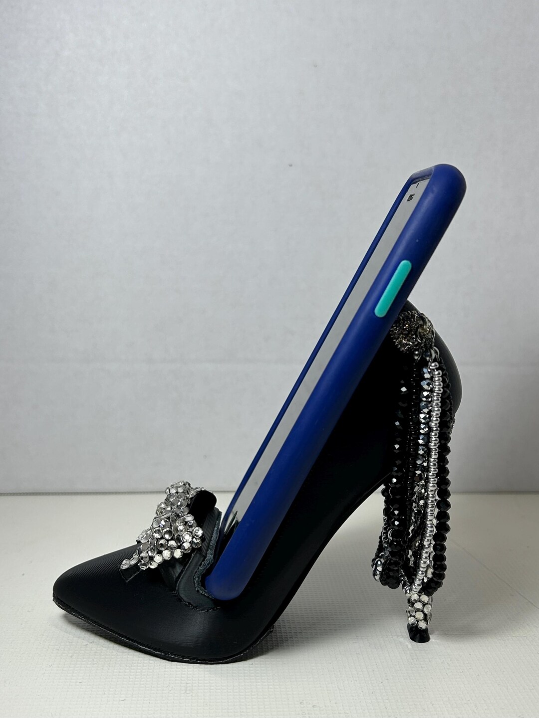 Custom Black Unique Phone Holder Bedazzled | Stand | Universal for All ...
