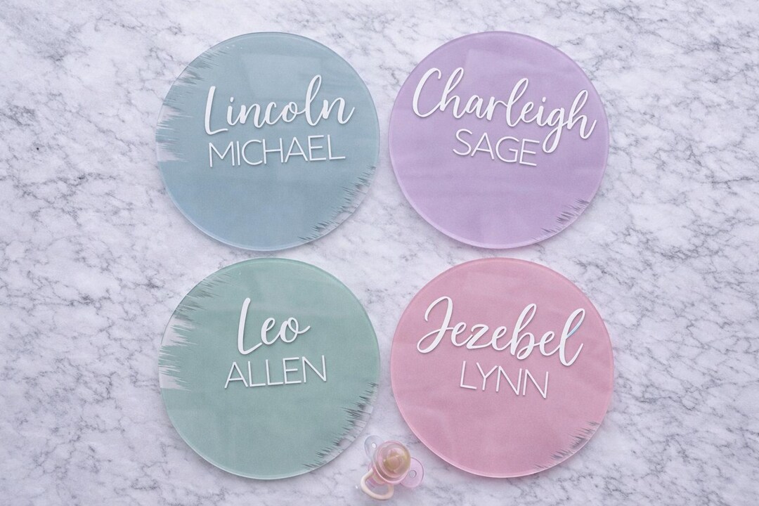 Personalized Baby Name Disc Acrylic Sign – Custom Nursery Name Plaque ...