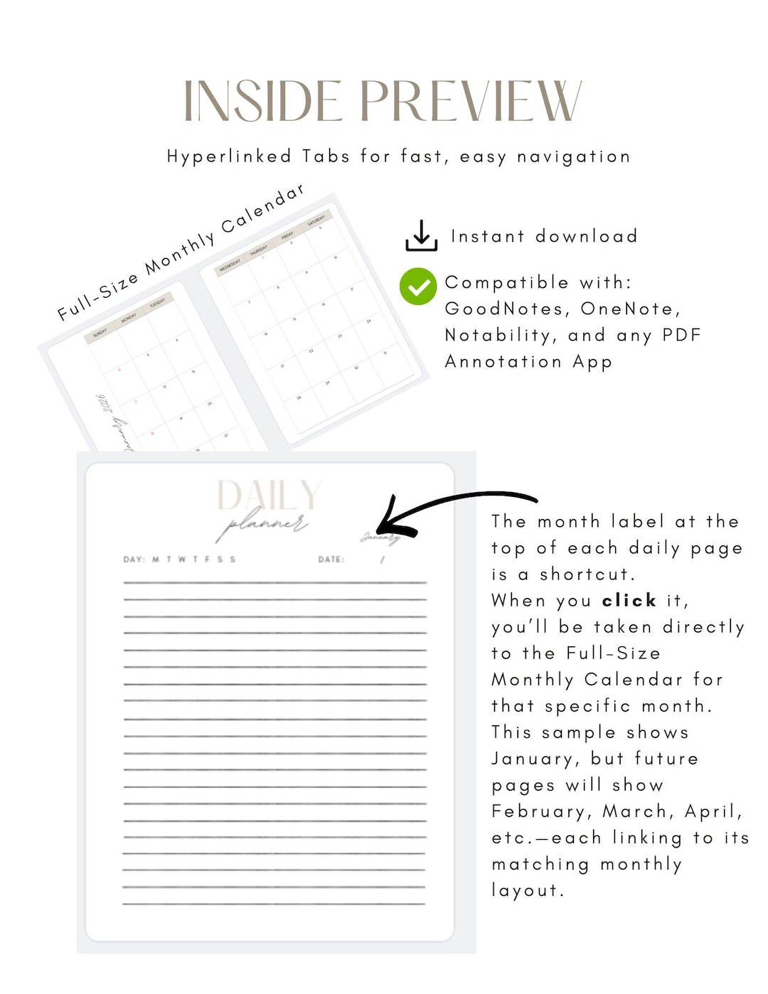 2026 Daily Digital Planner | Personal Planner With Daily Pages, Goals ...