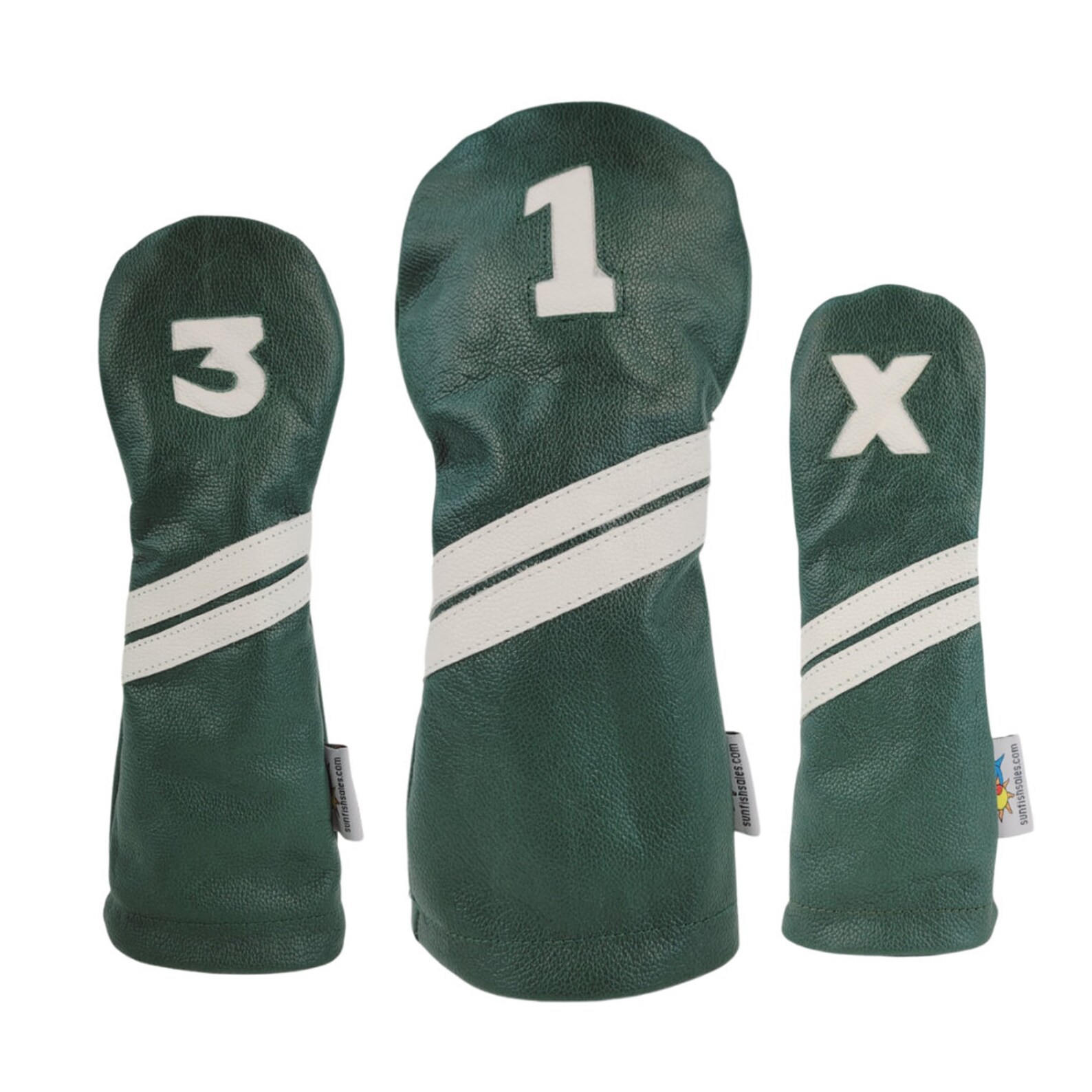 Green and White Leather Golf Headcover Set Driver, Fairway, & Hybrid by ...