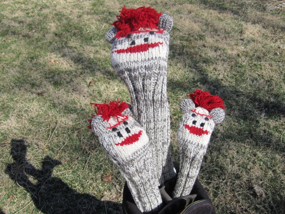Sunfish Sock Monkey Animal Knit Wool Golf Headcover Set - Etsy