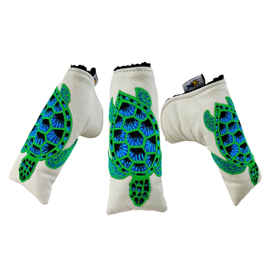 Hand Embroidered Turtle Leather Blade Putter Golf Headcover by Sunfish ...