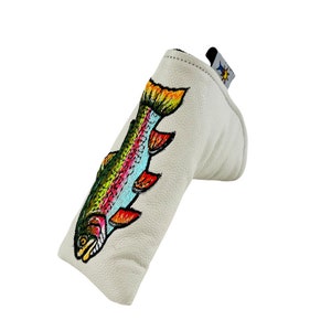Hand Embroidered Trout Leather Blade Putter Golf Headcover by Sunfish ...