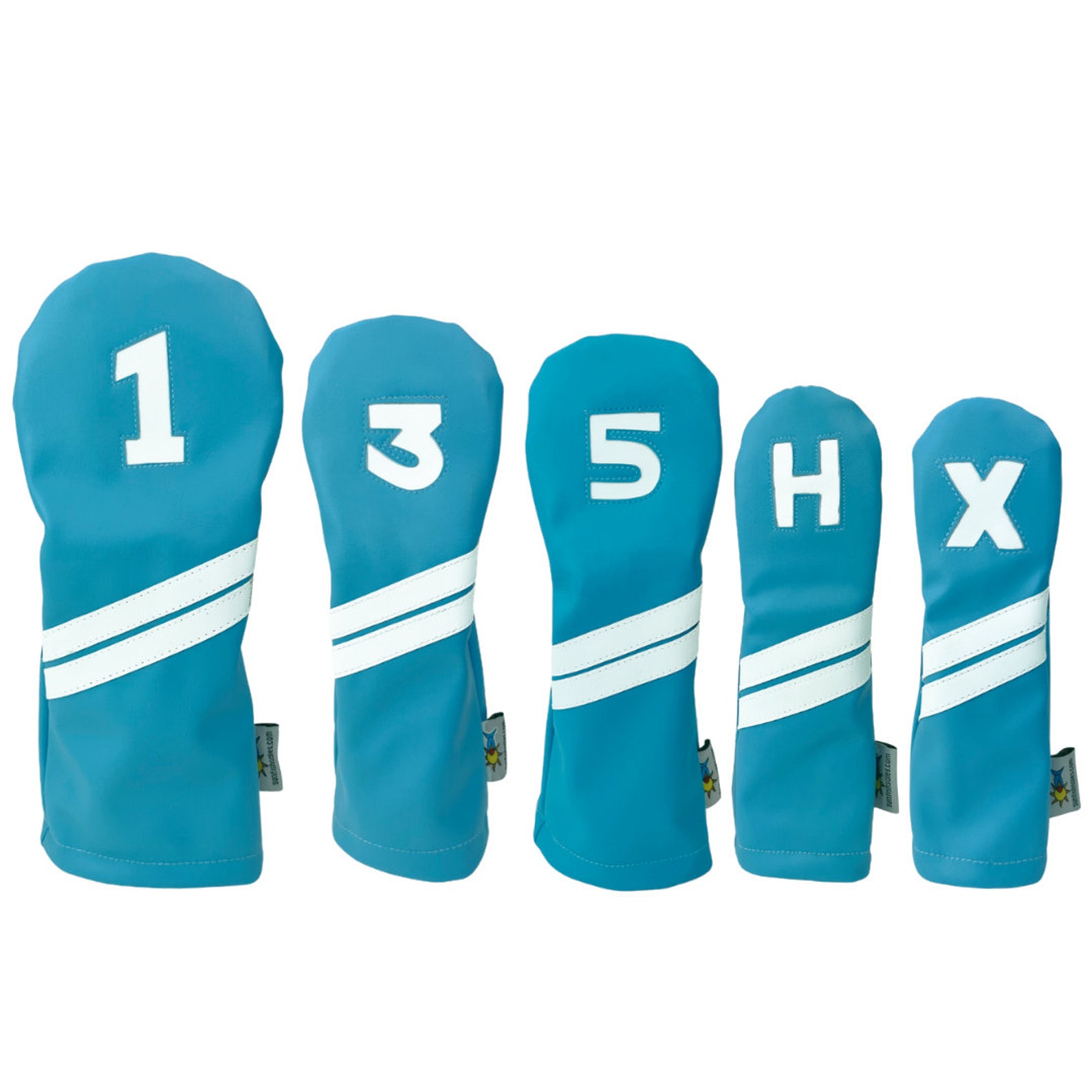 Light Blue and White 5 Piece Leather Golf Headcover Set by - Etsy