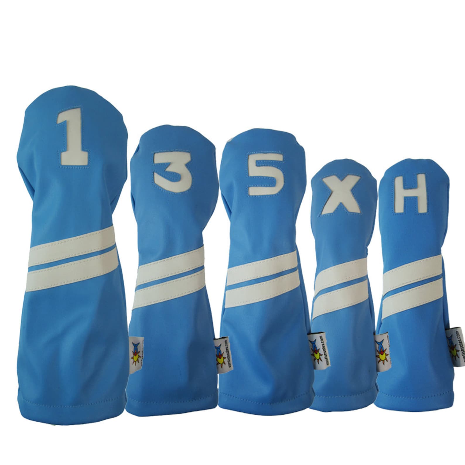 Light Blue and White 5 Piece Leather Golf Headcover Set by | Etsy
