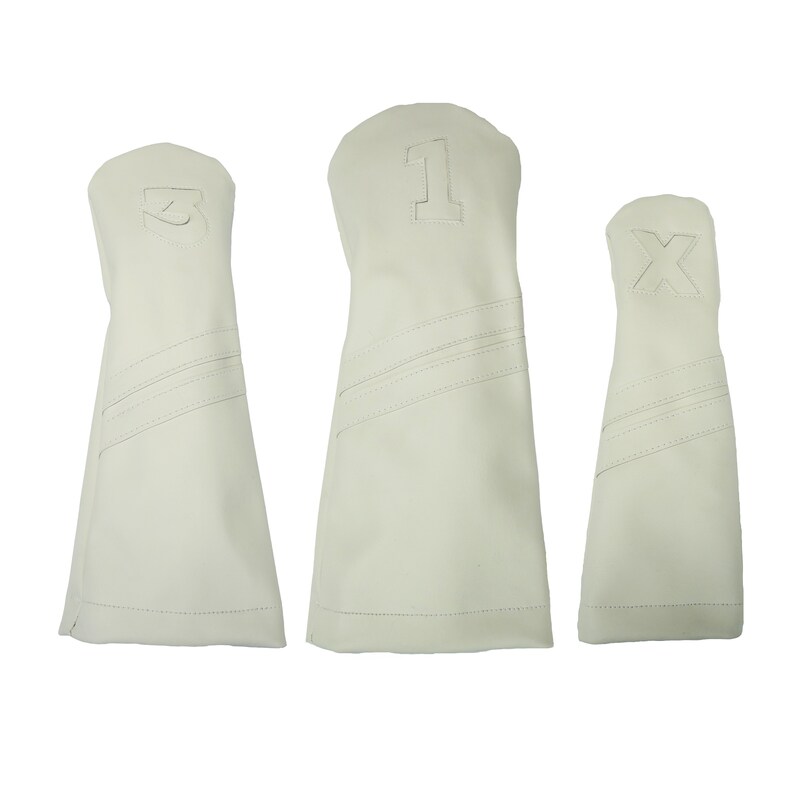 White Out Leather Golf Headcover Set Driver Fairway & | Etsy