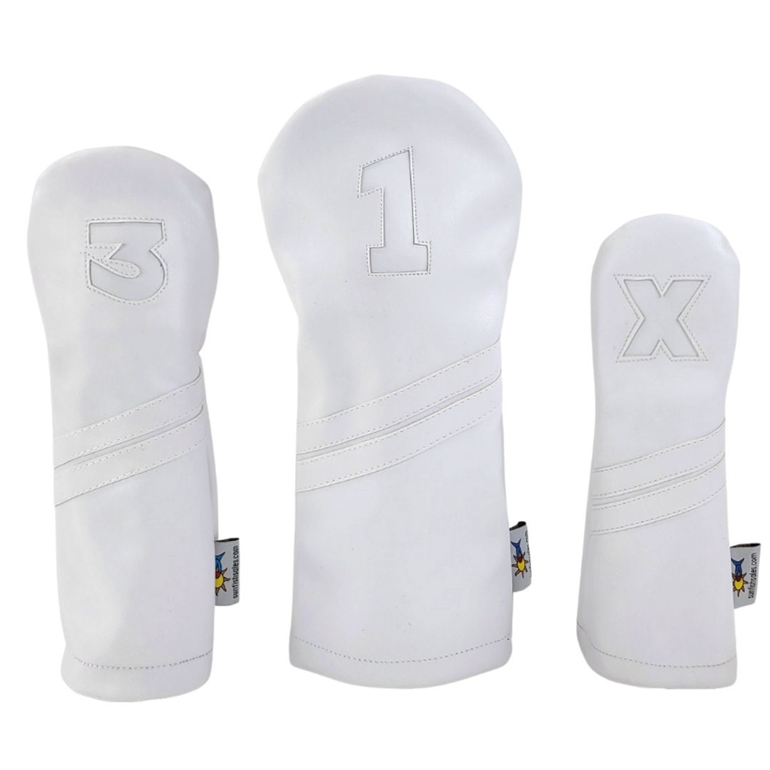 White Out Leather Golf Headcover Set Driver, Fairway, & Hybrid by ...