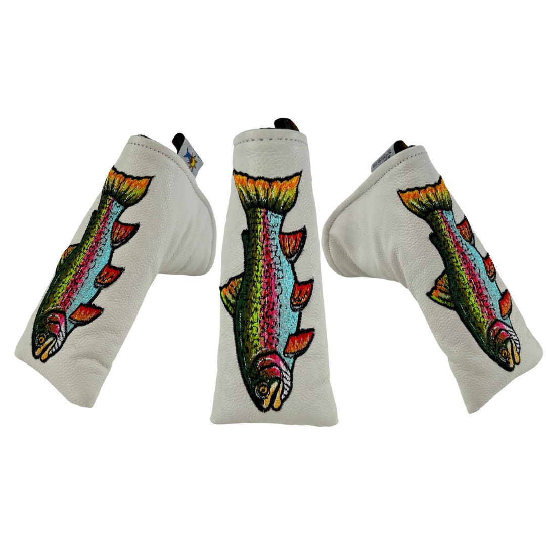 Hand Embroidered Trout Leather Blade Putter Golf Headcover by Sunfish ...