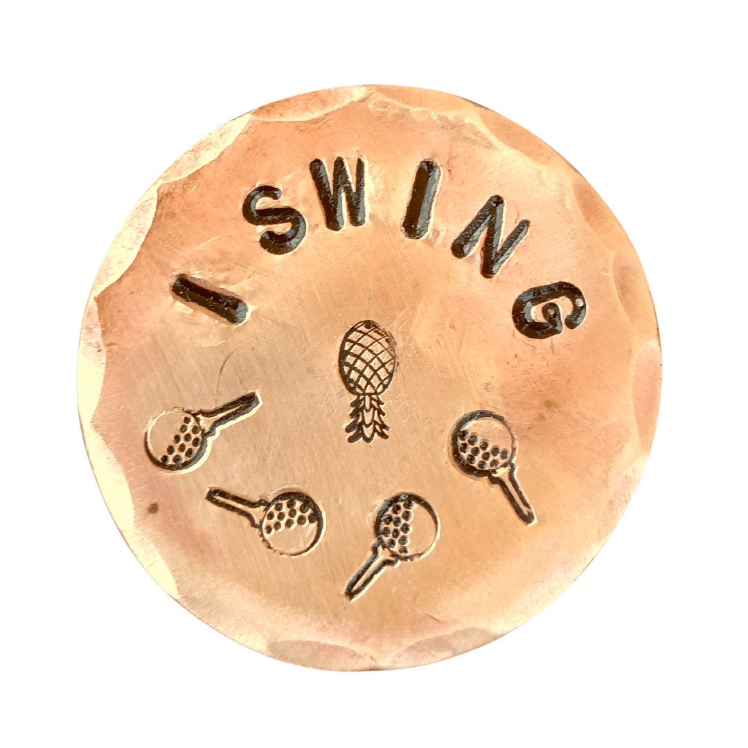 I Swing Hand Stamped Copper Golf Ball Marker by Sunfish - Etsy