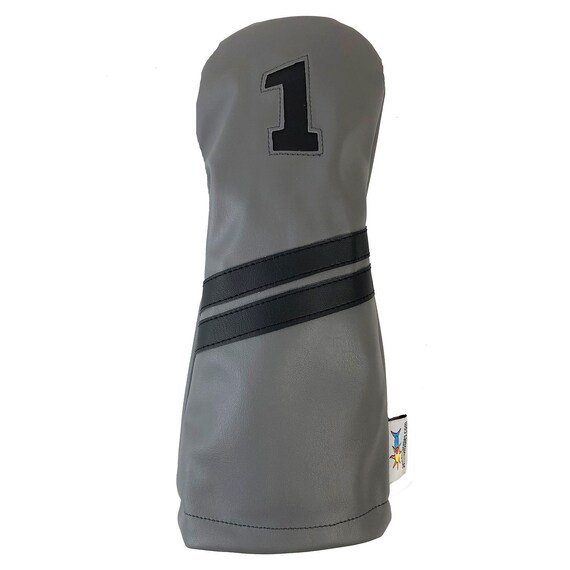 Gray and Black Leather Golf Driver Headcover by Sunfish | Etsy