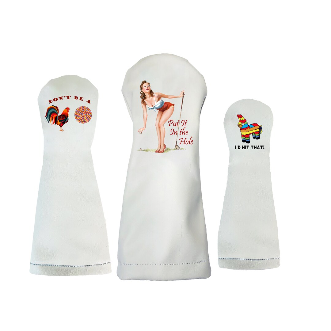 Funny Humor Leather golf headcover set by Sunfish - driver fairway ...