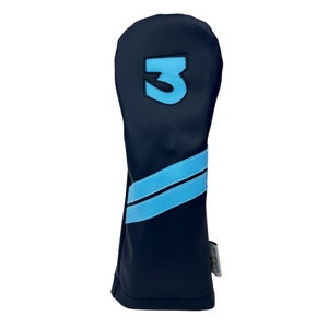 Navy and Light Blue Leather Golf Headcover Set by Sunfish - Driver ...