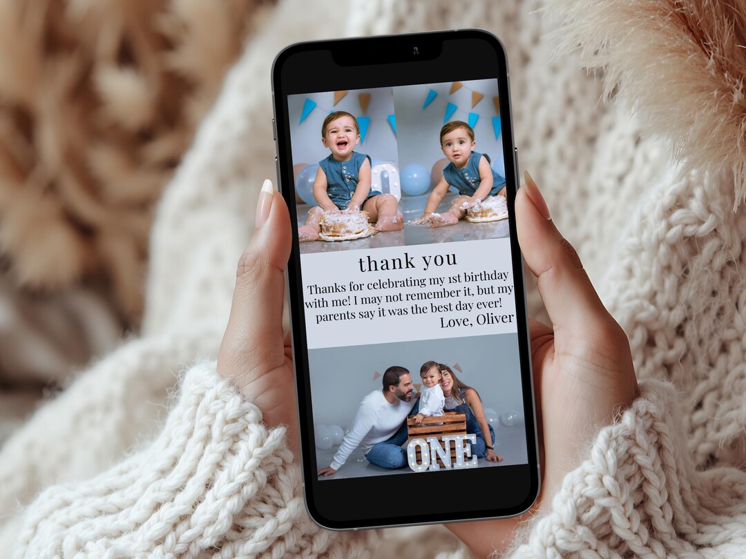 Editable Video Birthday Thank You Card | Virtual Thank You | E-card ...