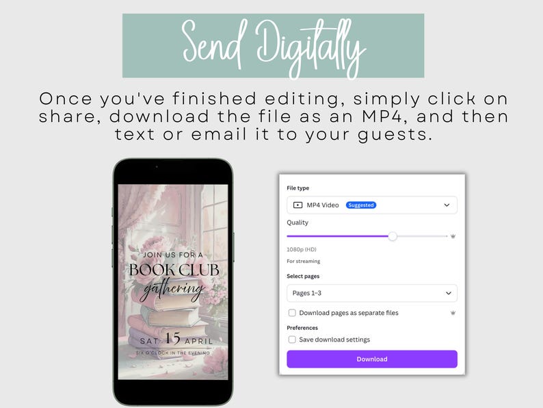 Editable Animated Book Club Invitation | Reading Group Discussion Party ...