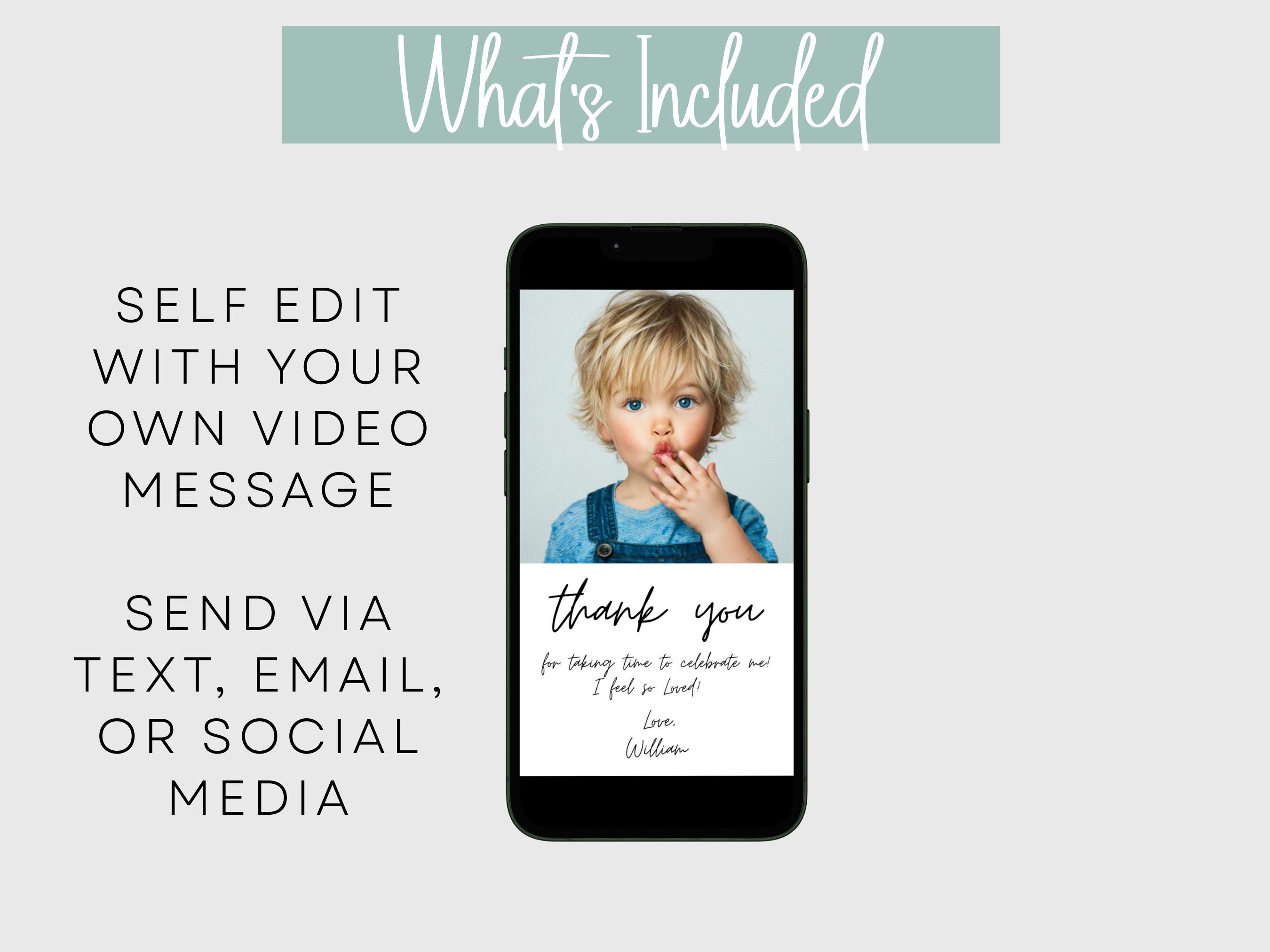 Editable Video Birthday Thank You Card | Virtual Thank You | E-card ...