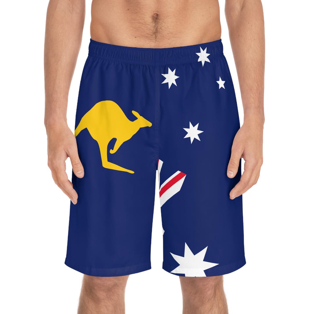 Australian Flag Kangaroo Board Shorts | Australia Day Swim Trunks ...