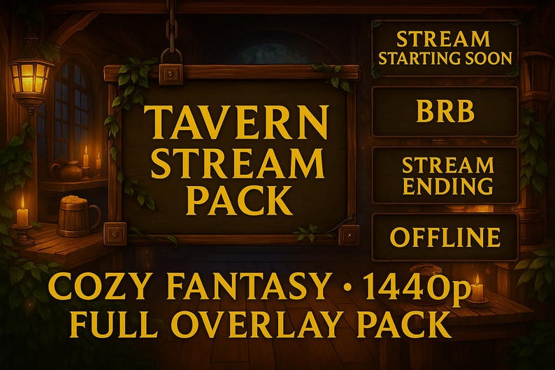 Cozy Tavern Stream Overlay | Medieval RPG Twitch Pack - Etsy