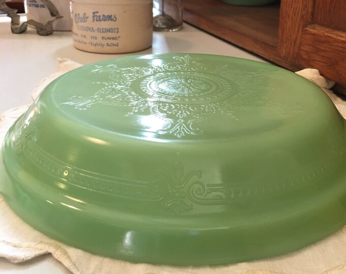 Fire King Jadeite Philbe Deep Juice Saver Pie Plate Pan Baker Jadite ...