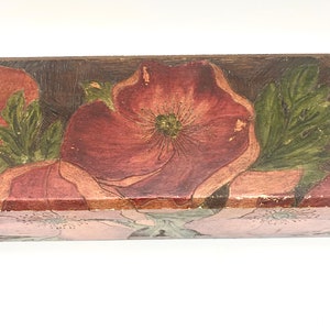 1908 Christmas Flemish Art Box W Hand Painted Scene Inside Pyrography ...