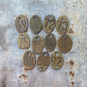 Vintage Brass Dairy Cow Tag Choice Numbers Farm Find Buy 1 or All - Etsy
