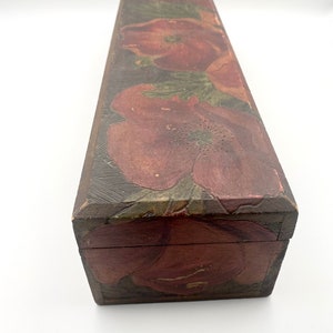 1908 Christmas Flemish Art Box W Hand Painted Scene Inside Pyrography ...