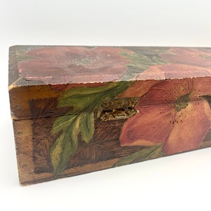 1908 Christmas Flemish Art Box W Hand Painted Scene Inside Pyrography ...