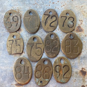 Vintage Brass Dairy Cow Tag Choice Numbers Farm Find Buy 1 or All - Etsy