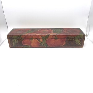 1908 Christmas Flemish Art Box W Hand Painted Scene Inside Pyrography ...